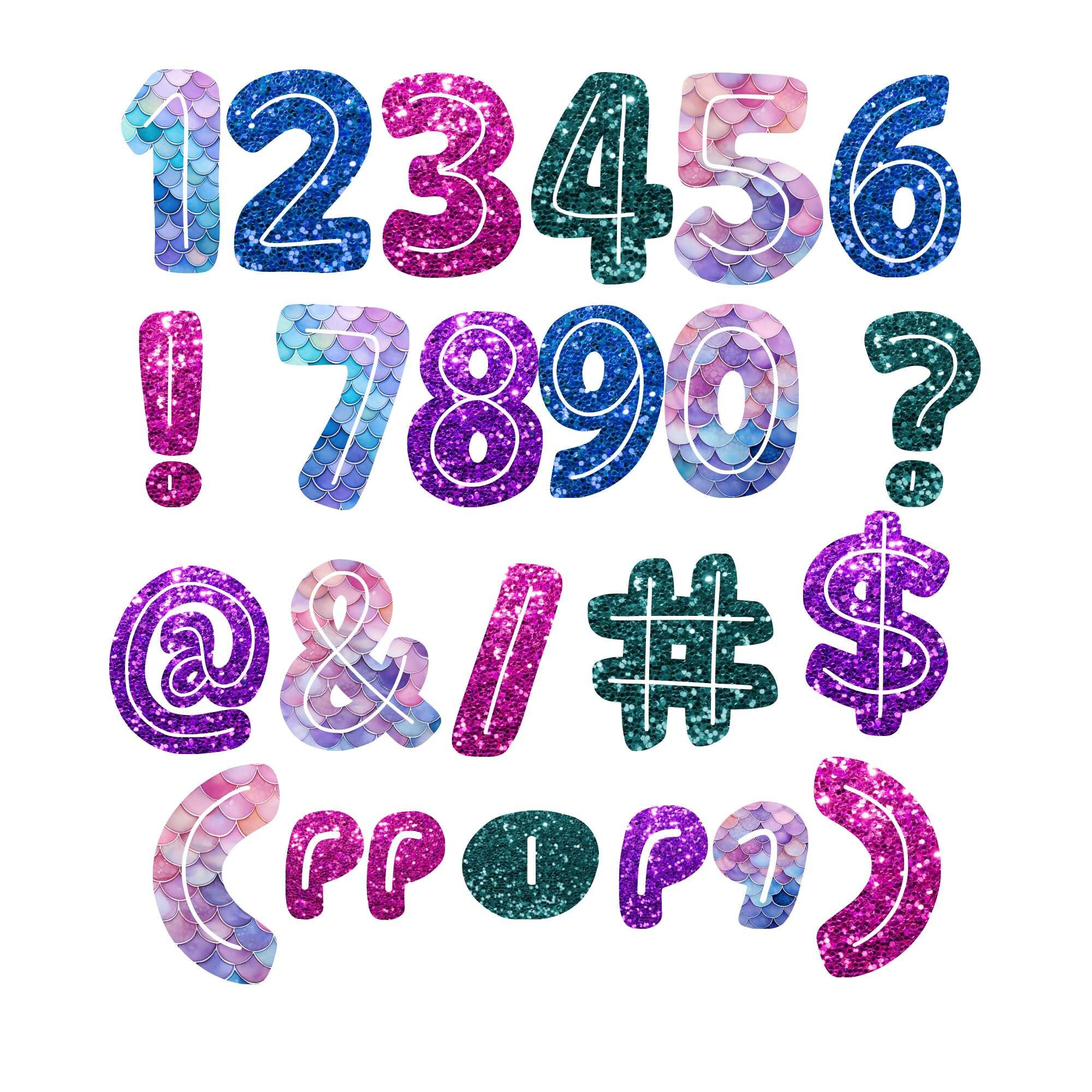 Mermaid Glitter and Scales White Inline Alpha Doodle Rainbow Glitter ...