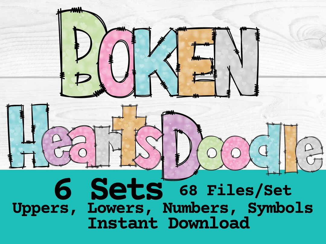 Pastel Boken Hearts School Bulletin Board Letters Upper Lower Numbers ...