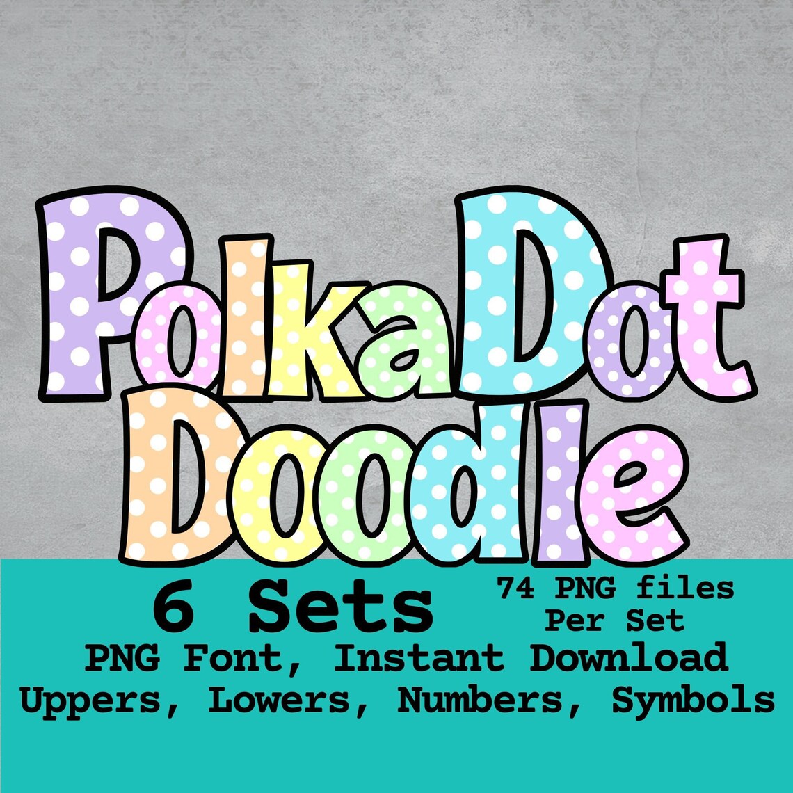 Pastel Polka Dot Alphabet Letters PNG Bundle Pink Orange Yellow Green ...