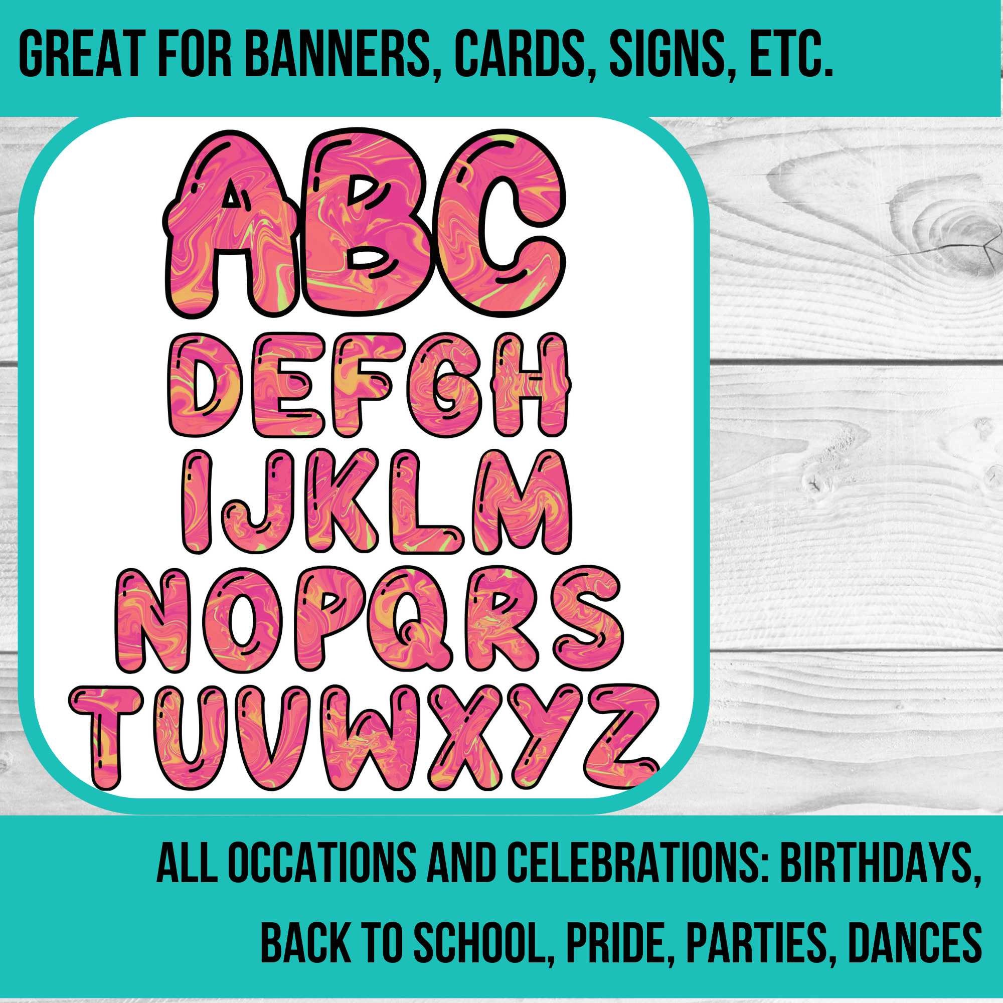 Bubble Gum Bubble Letters PNG Birthday Letters Banner Alphabet Letter ...