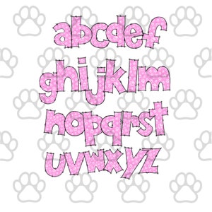 Pink Paw Prints Pastels Alpha Doodle Upper Lower Numbers Symbols Pets ...