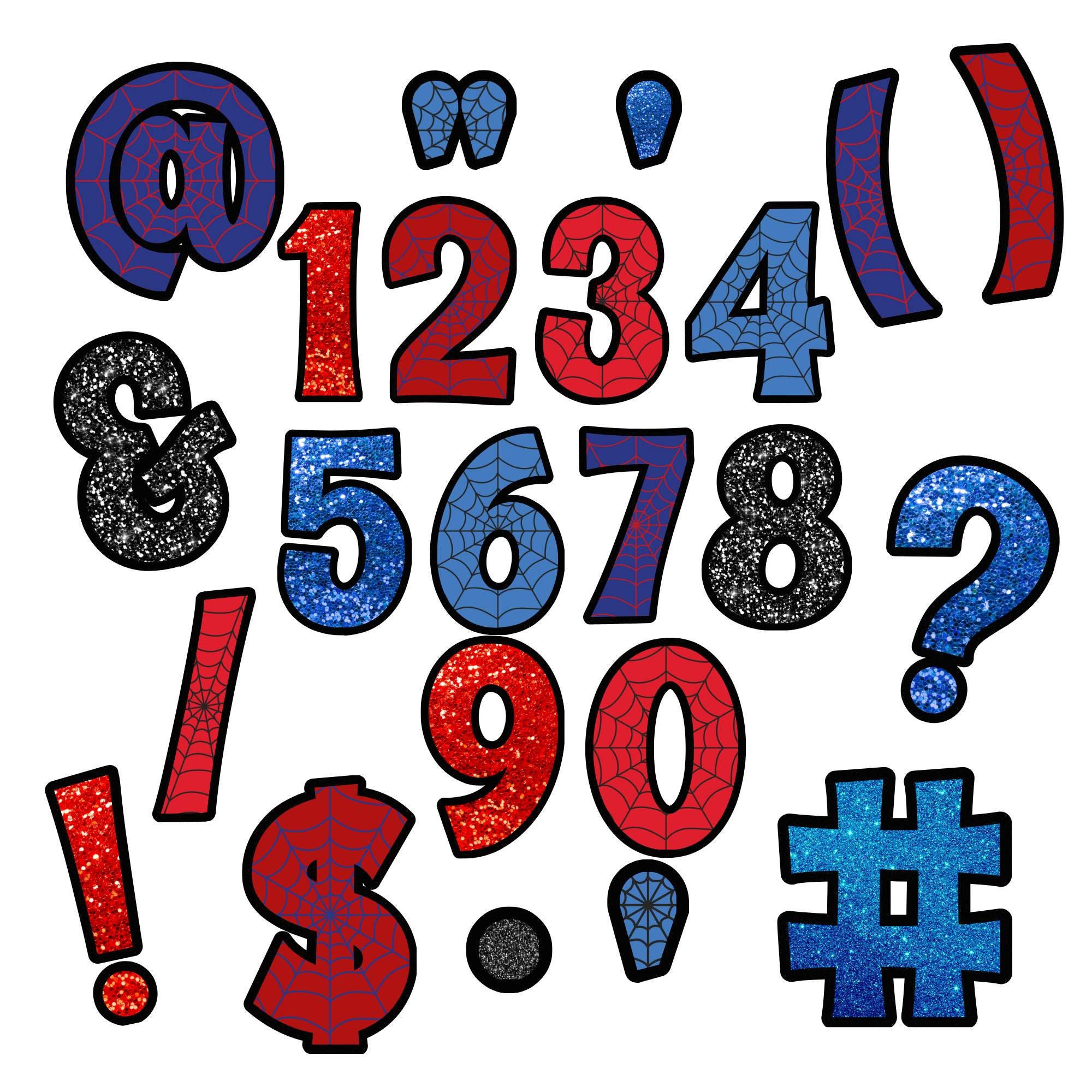 Spider Dude 7 Set Glitter Spider PNG Birthday Alpha Doodle Font Upper ...