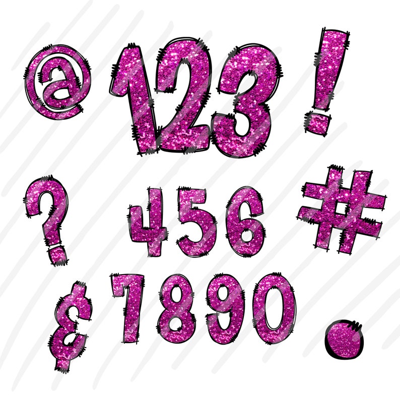 Pink Glitter Alpha Doodle Alphabet Letters Rainbow Glitter PNG - Etsy