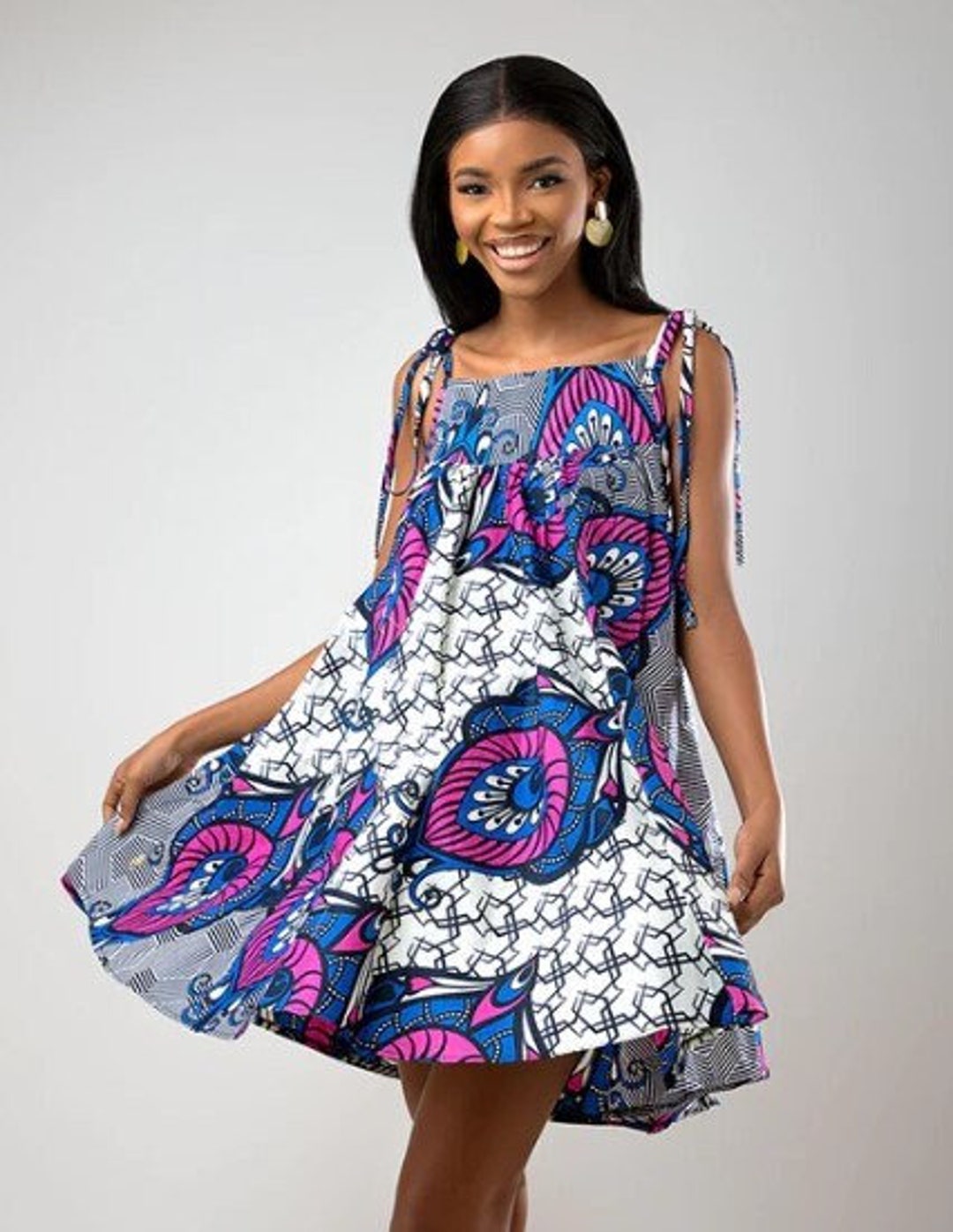 African Print Khady Mini Caba Dress - Etsy