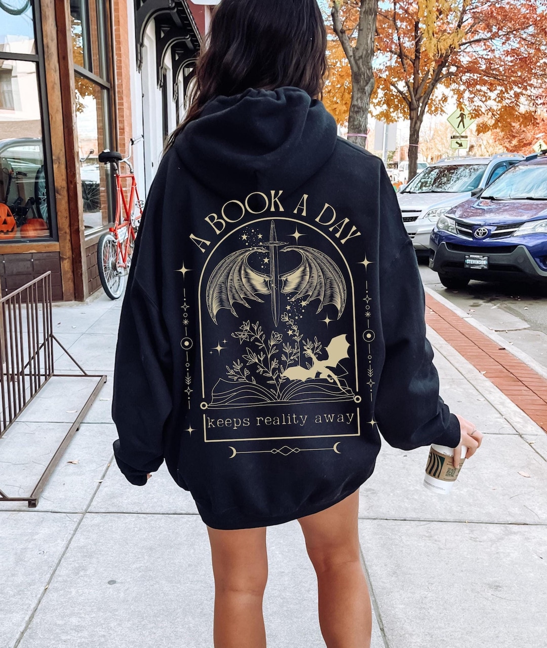 A Book a Day Dragon Hoodie, Bookish Sweatshirt, Book Club Hoodie ...