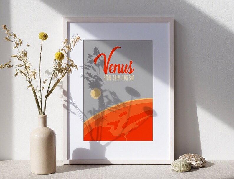 Vintage Space Poster Printable Wall Art, Venus, Planet Poster, Retro ...
