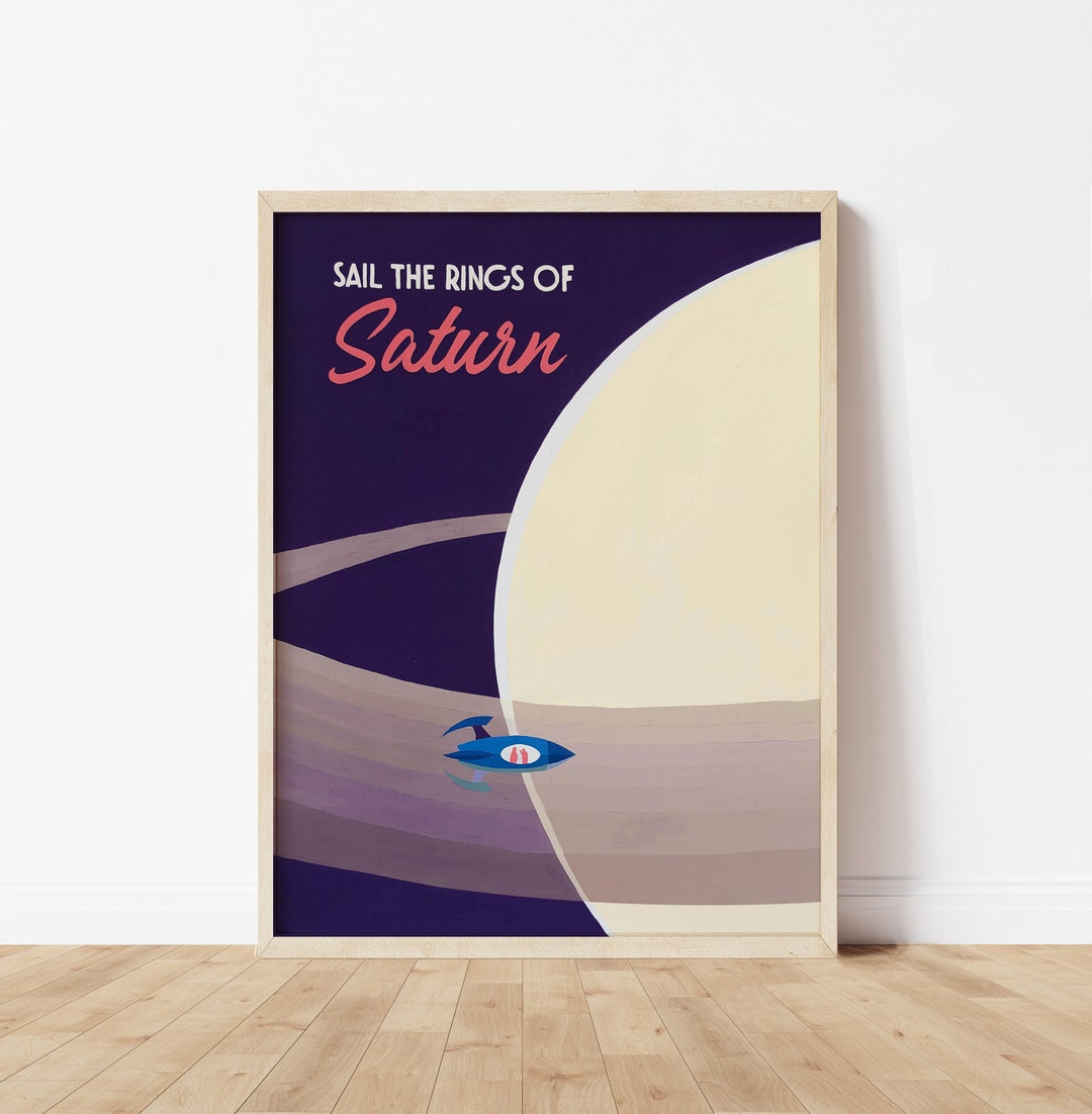 Retro Space Poster Printable Wall Art, Saturn, Planet Poster, Vintage ...