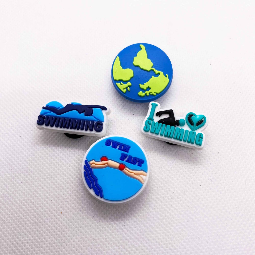 Swimming and Earth Croc Charms Fun Jibbitz for Swimmers and Planet ...