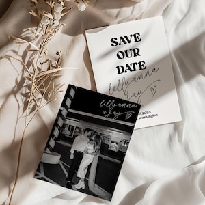 Photo Save the Date, Black and White Wedding, Minimalist Save the Date ...