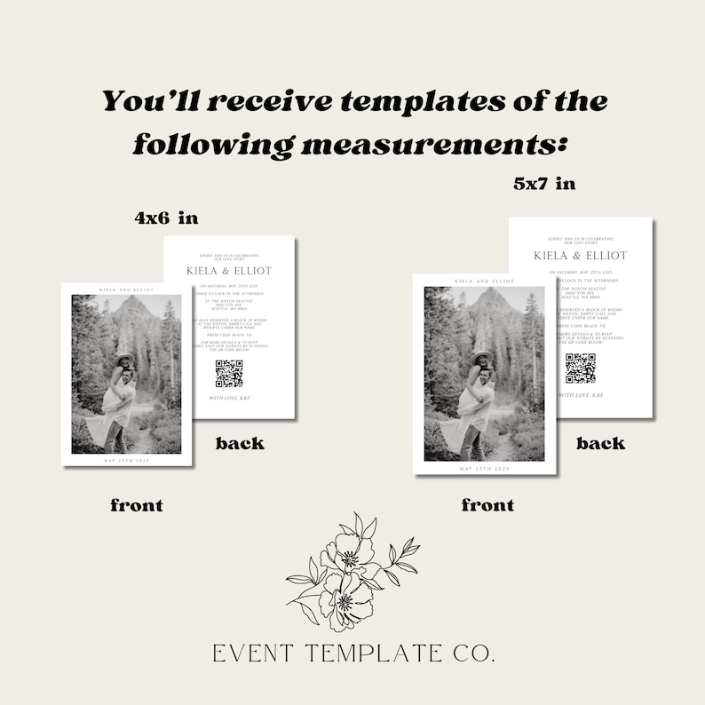 Photo Wedding Invitation With QR Code: Minimalist Template (digital ...