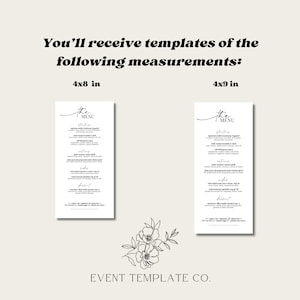 Elegant Wedding Menu Template With Dietary Key (digital Download) - Etsy