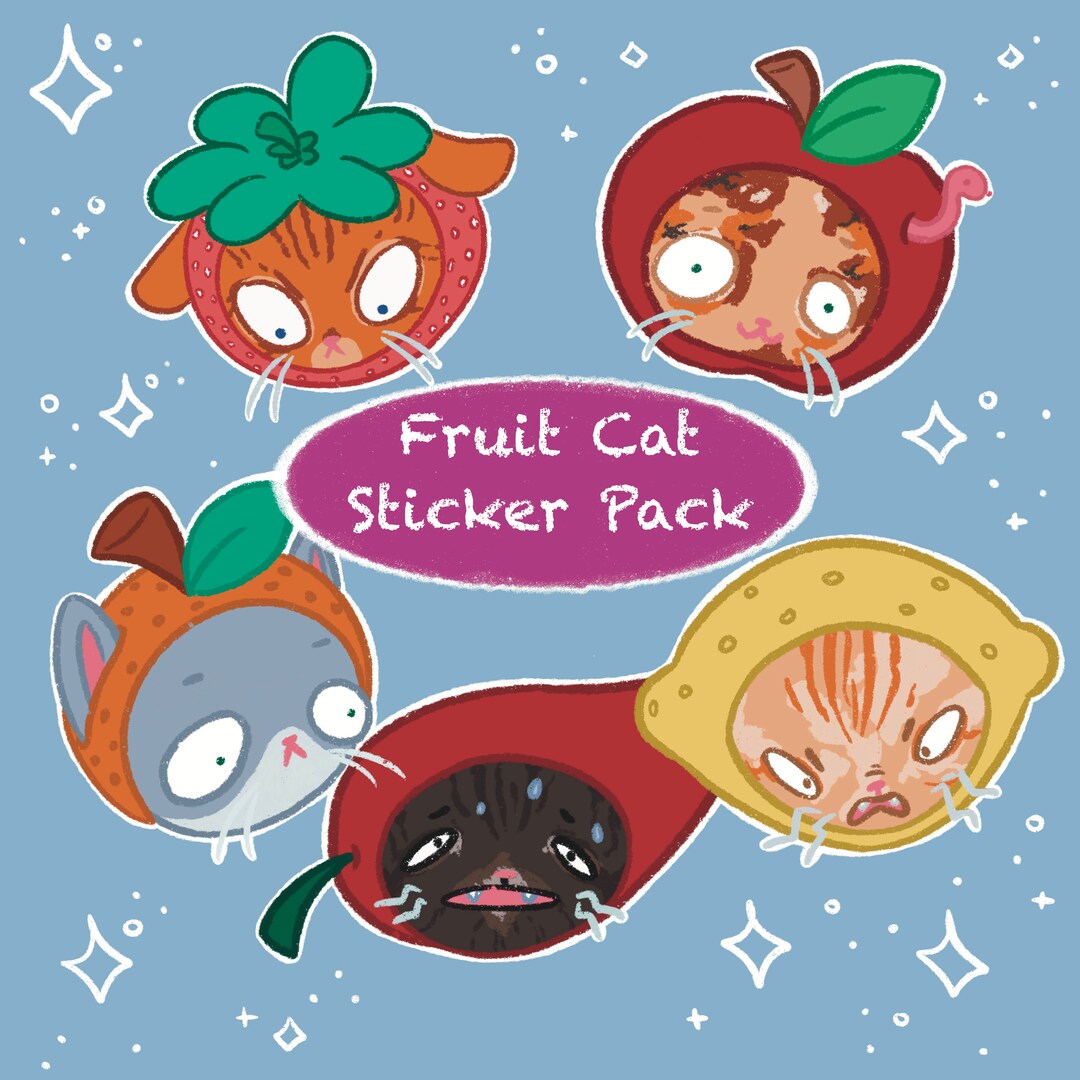 Fruit Cats 5 Piece Sticker Pack - Etsy