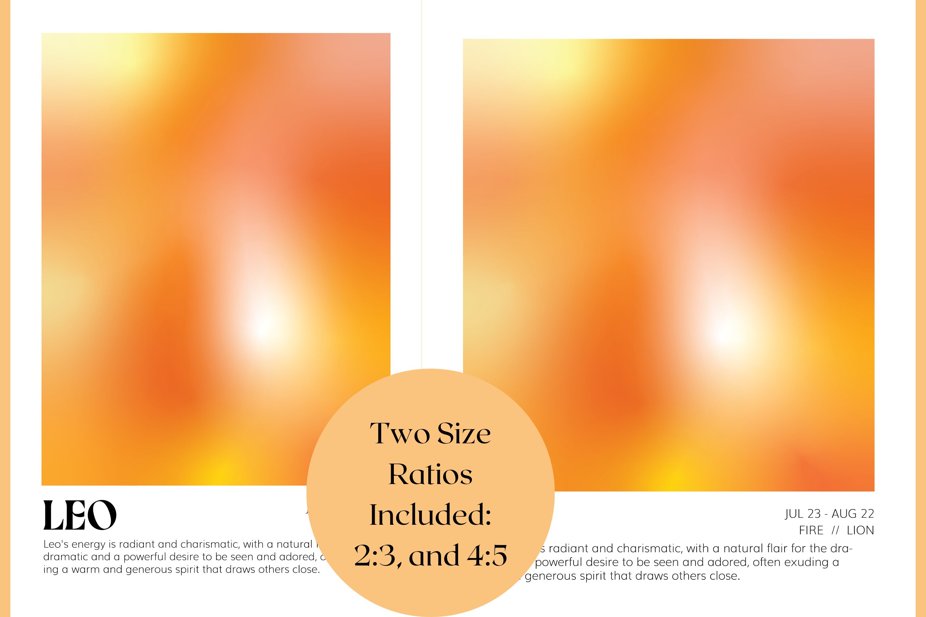 Leo Zodiac Sign Printable Wall Art Instant Download Astrology Aura ...