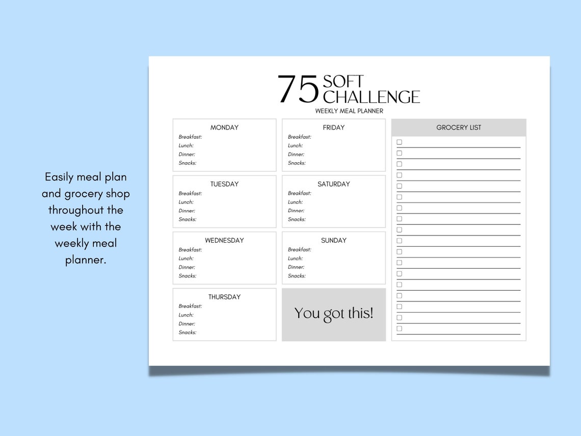 75 Soft Challenge Tracker Printable Bundle 75 Soft Progress Tracker ...