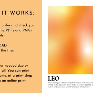 Leo Zodiac Sign Printable Wall Art Instant Download Astrology Aura ...