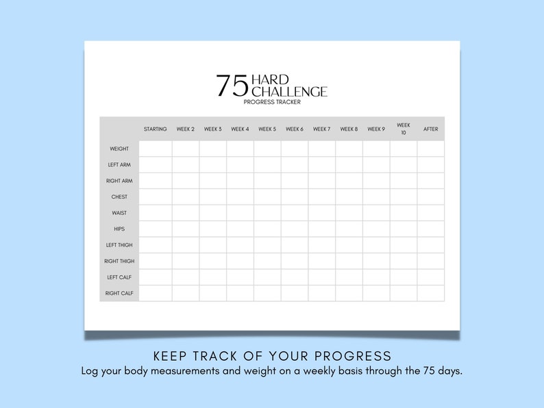 75 Hard Challenge Tracker Printable Bundle 75 Hard Progress - Etsy ...