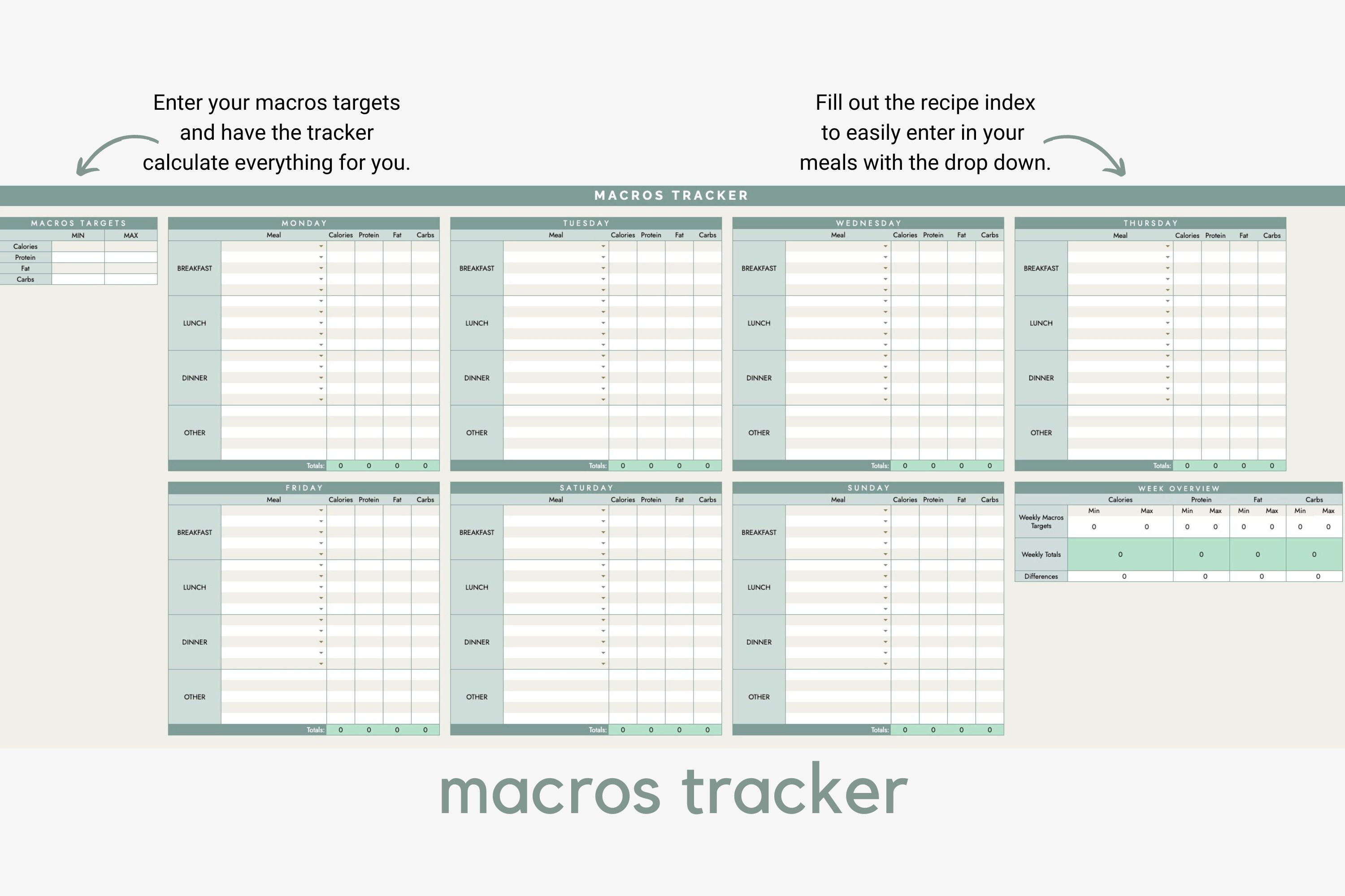 All-in-one Ultimate Fitness Tracker | Google Sheets Template | Macros + Habit Tracker | Weight ...