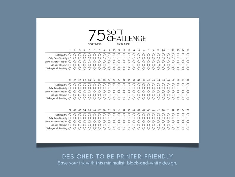 75 Soft Challenge Tracker Printable Bundle | 75 Soft Progress Tracker ...