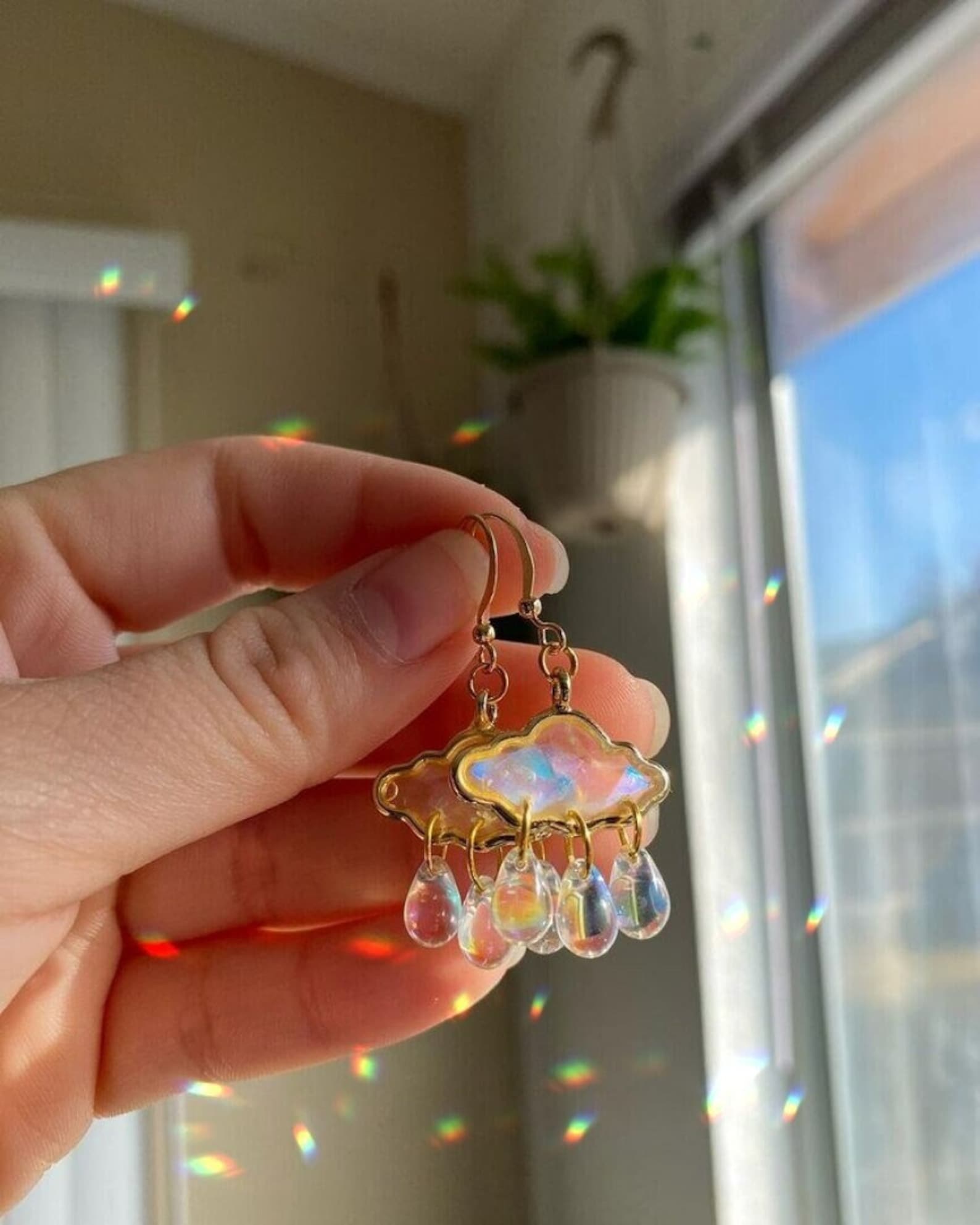 Cute Rain Drop Earrings Holographic Rain Cloud Earrings Drop - Etsy