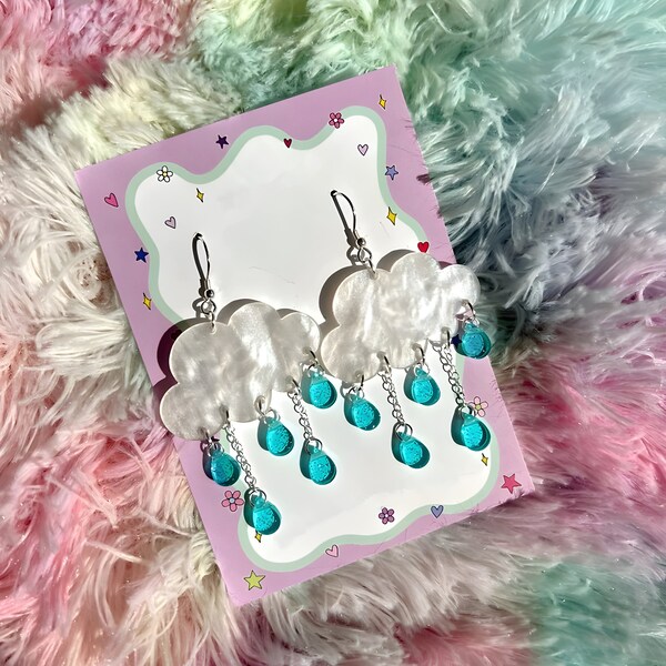 Rain Cloud Earrings - Etsy
