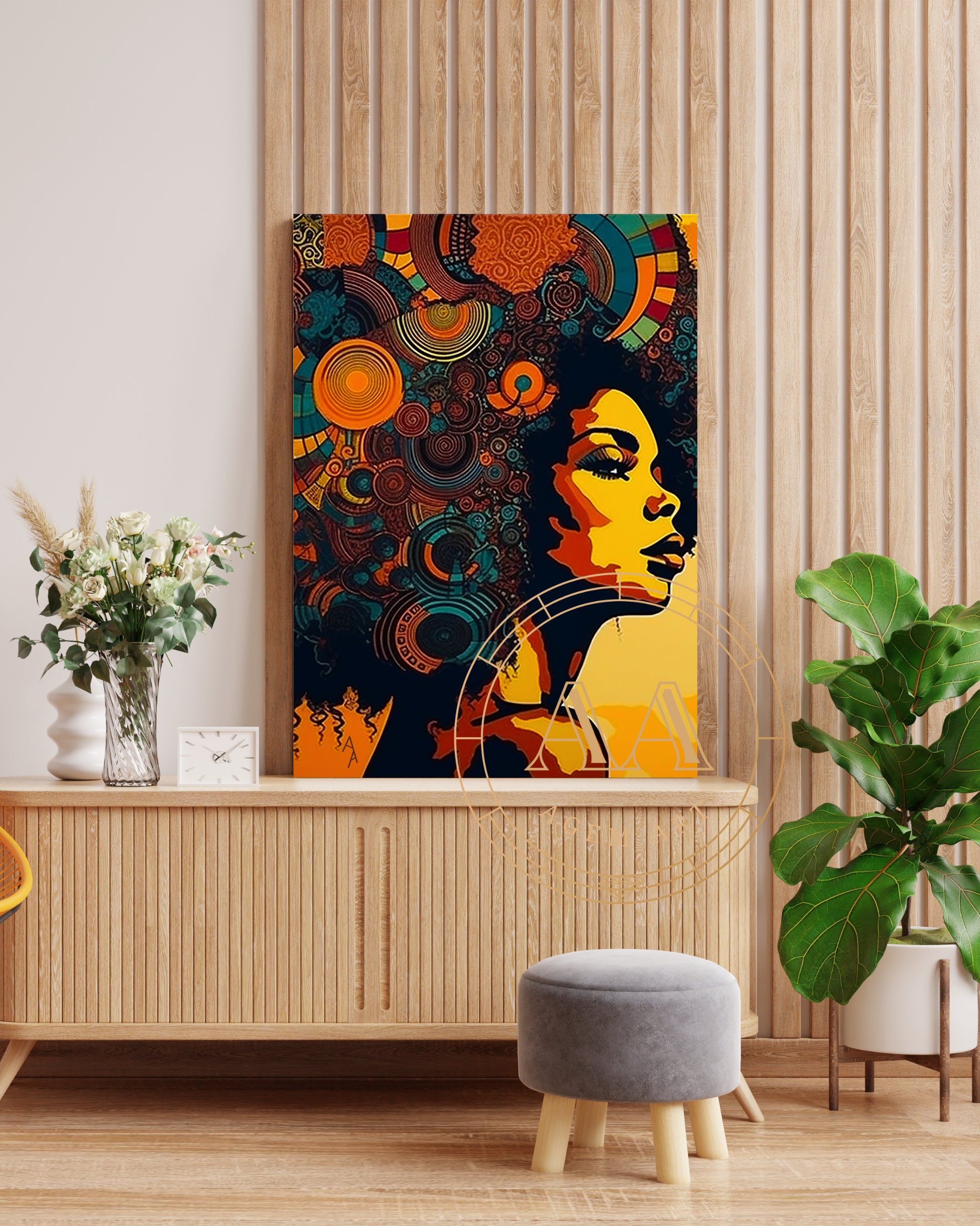 Black Girl Art Deco Beautiful Afro | INSTANT DOWNLOAD | Black Art ...