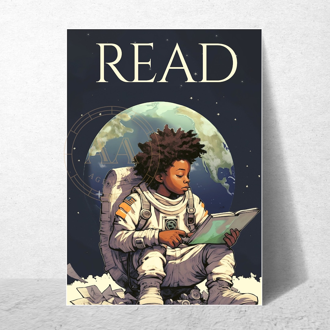 Space READ Poster | INSTANT DOWNLOAD | Black Art | African American ...