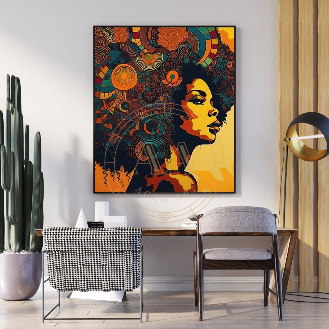Black Girl Art Deco Beautiful Afro | INSTANT DOWNLOAD | Black Art ...