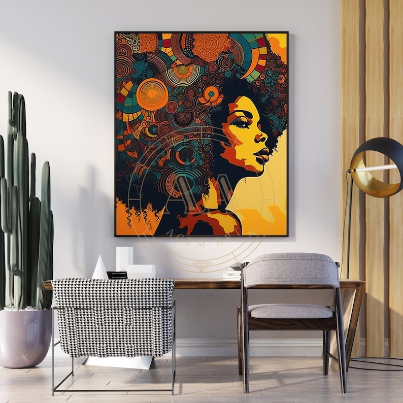 Black Girl Art Deco Beautiful Afro | INSTANT DOWNLOAD | Black Art ...