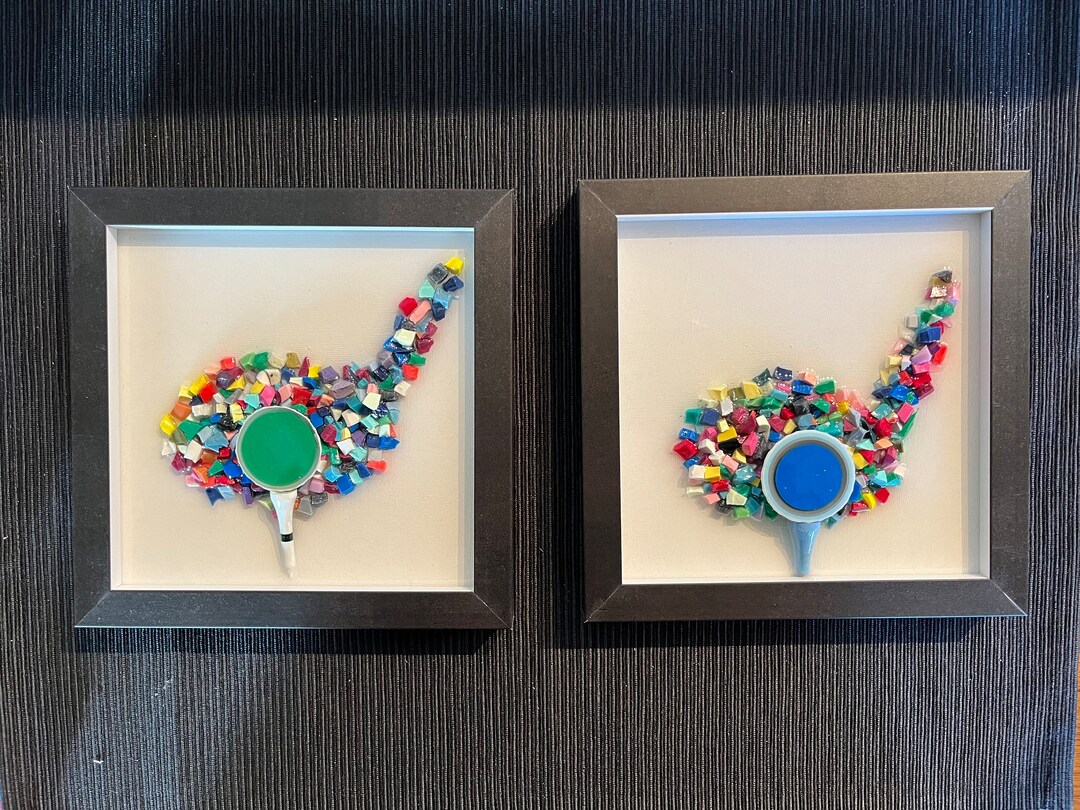 FORE Driver Hitting Golf Ball Mosaic Cut up Pieces of Upcycled Golf ...