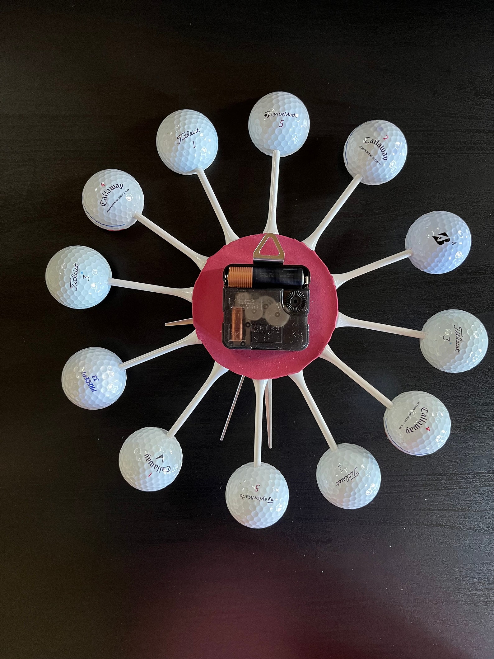 Mid Century Modern Hand Made Golf Ball Wall Clock, Don't Miss Your Tee ...