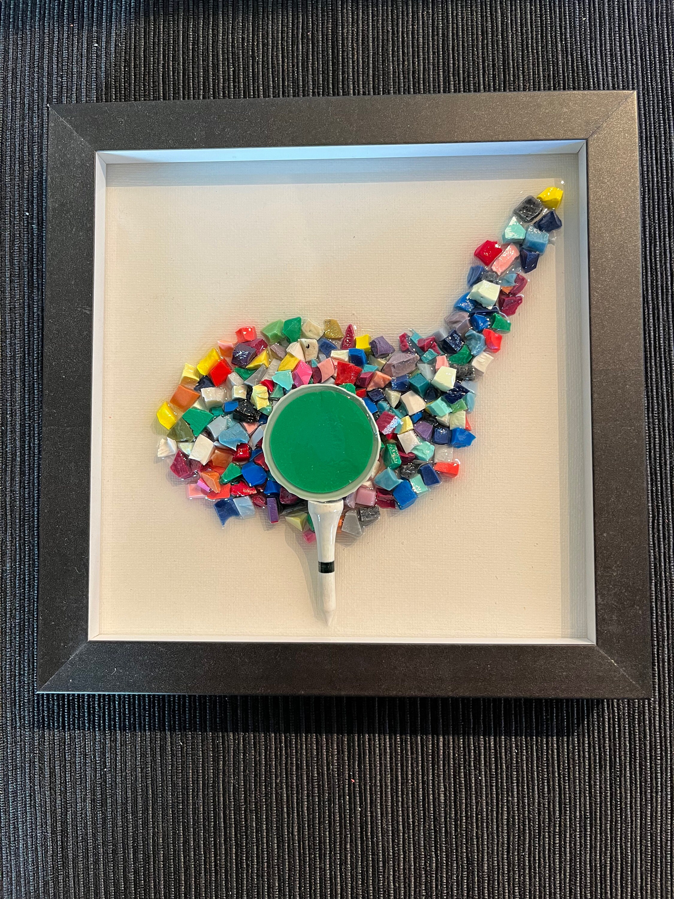 FORE! Driver Hitting Golf Ball Mosaic -- Cut up Pieces of Upcycled Golf ...