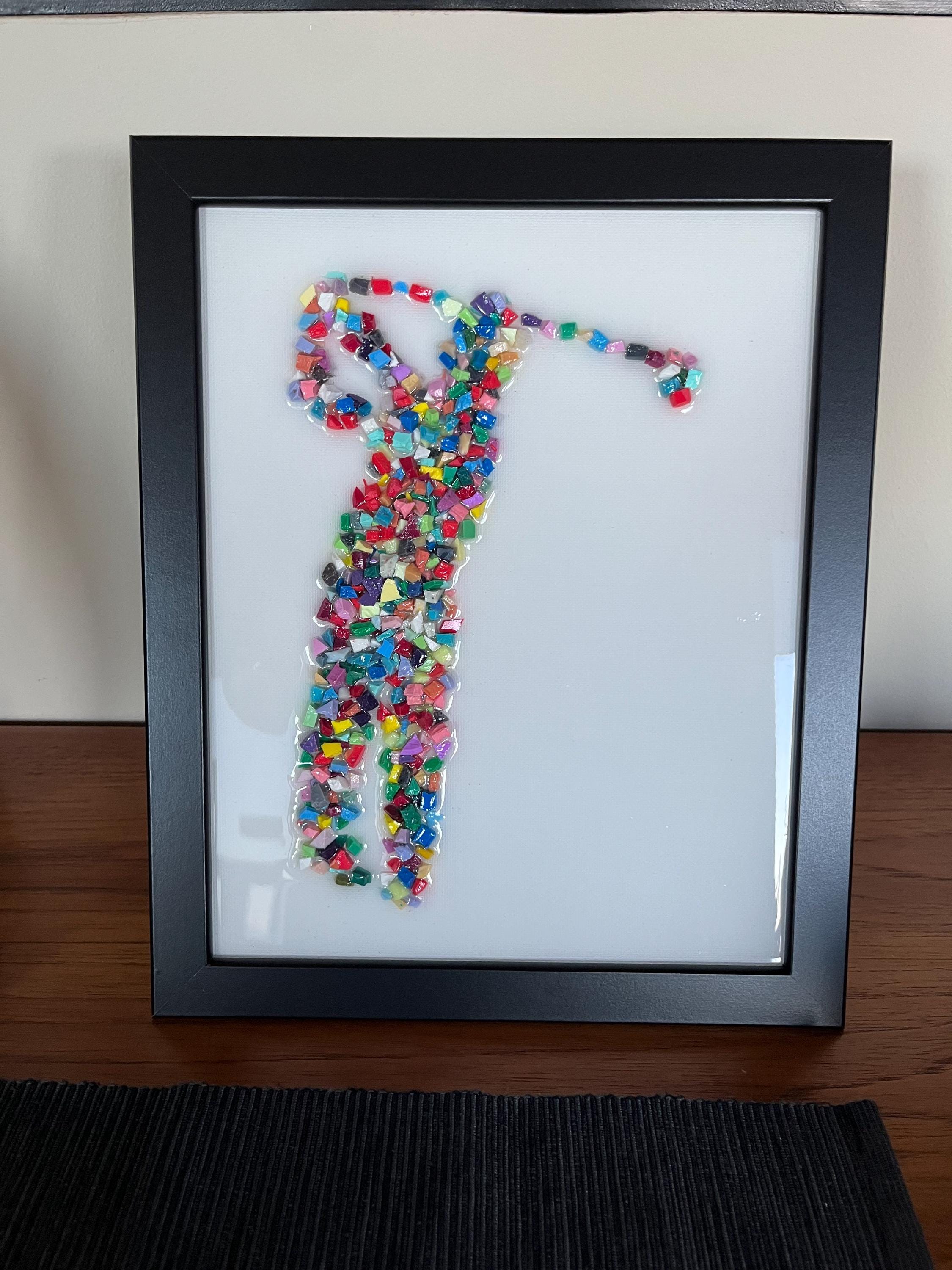 Swinging Golfer Made From Pieces of Upcycled Golfballs in Resin on ...