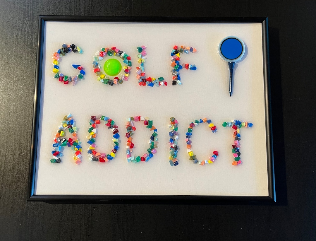 Golf Addict Golf Sign Made From Golf Balls and Resin, Golf Gift, Golf ...
