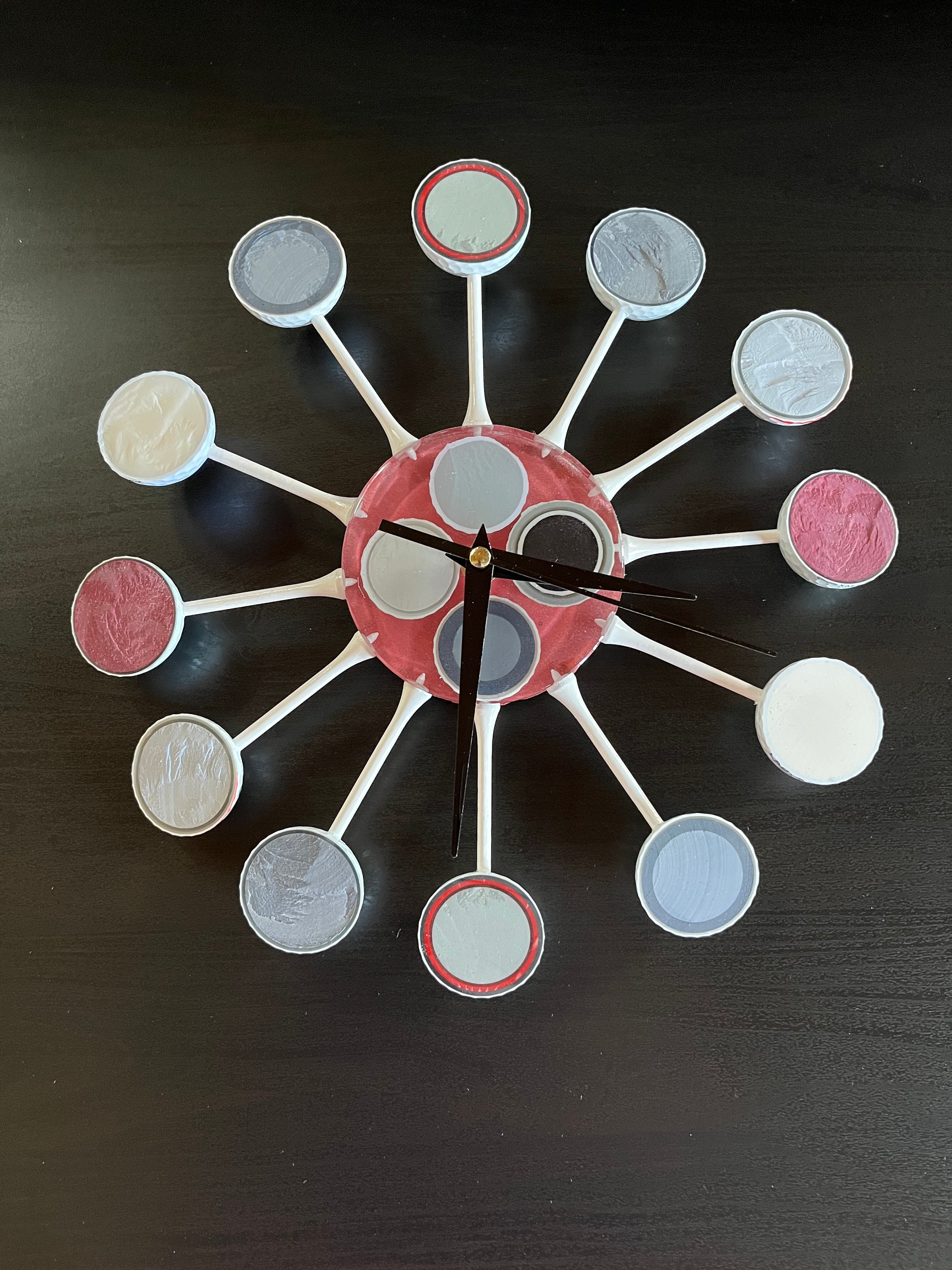 Mid Century Modern Hand Made Golf Ball Wall Clock, Don't Miss Your Tee ...