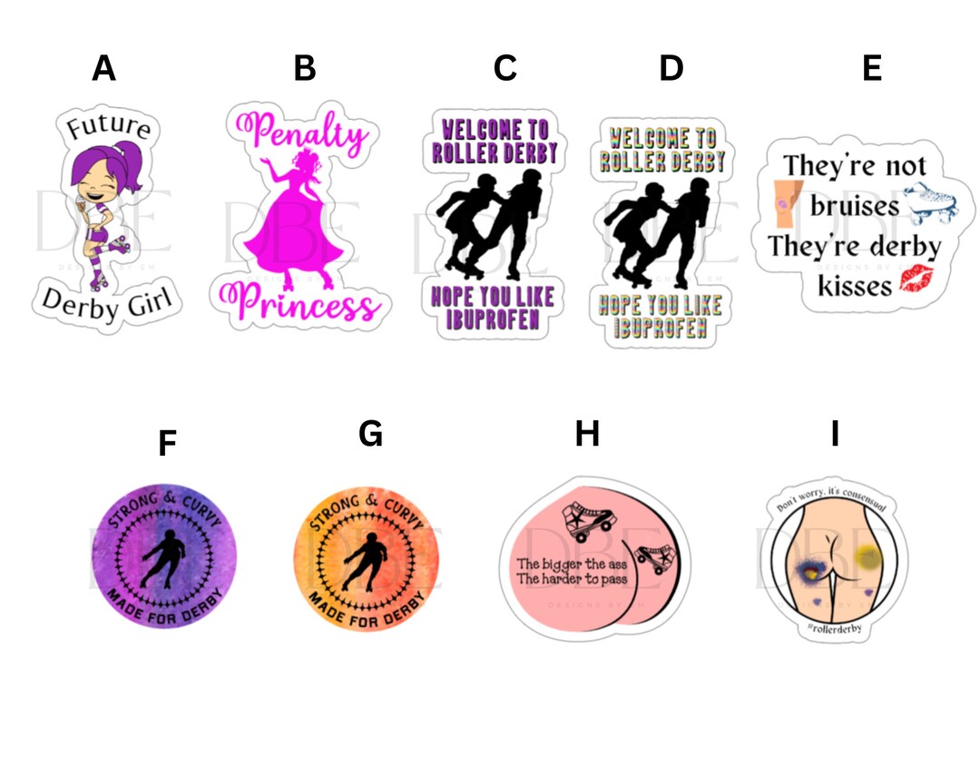 Waterproof Roller Derby Stickers Multiple to Choose From and Can Be ...