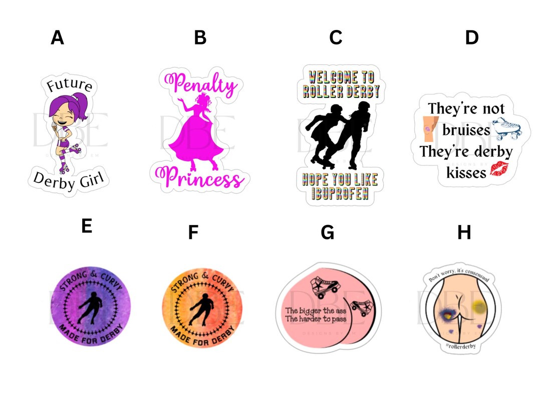 Waterproof Roller Derby Stickers - Multiple to Choose From and Can Be ...