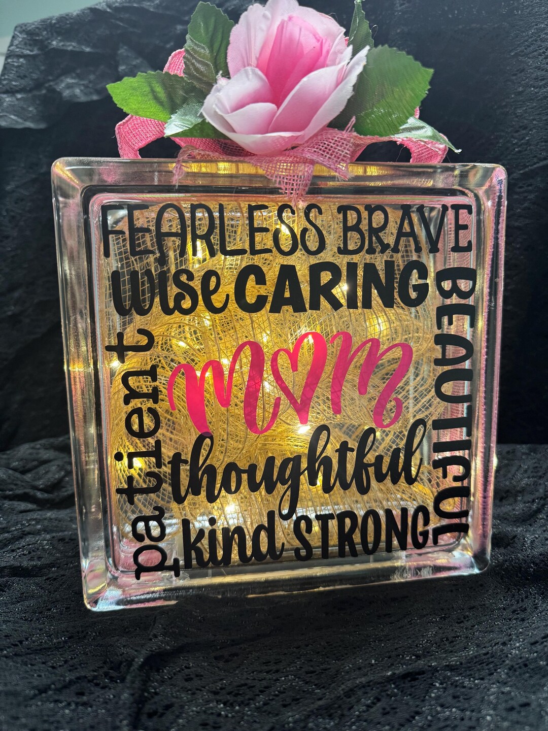 Glass Block 10 Tall MOM LED Light - Etsy