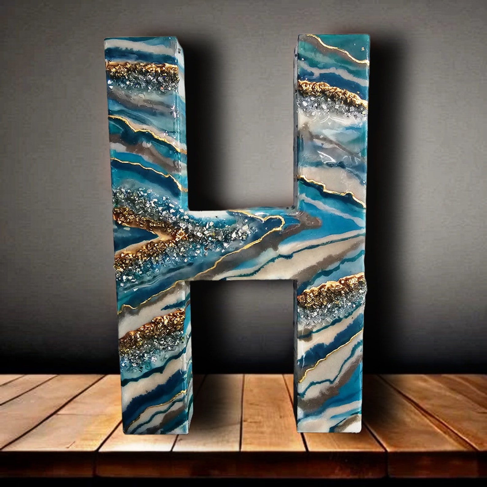 Personalized Resin Art Letters 8" or 16" Tall - Geode Resin - Gift for ...