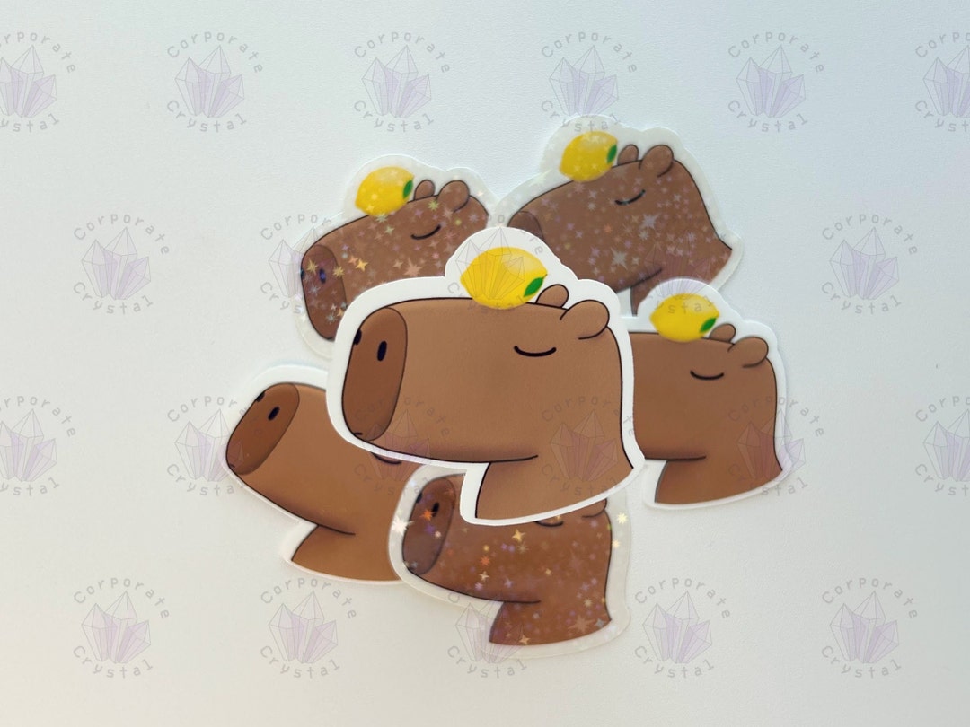 Cute Capybara Lemon Sticker - Chill Calm Laptop & Phone Decal Notebook ...