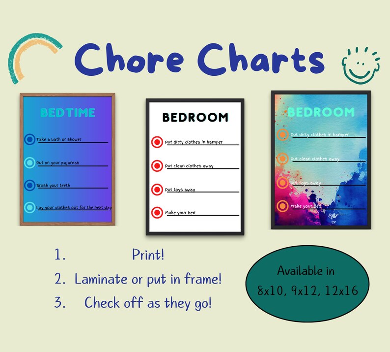 Kids Chore Chart, Chore Checklist for Kids, Bedtime Routine for Kids ...