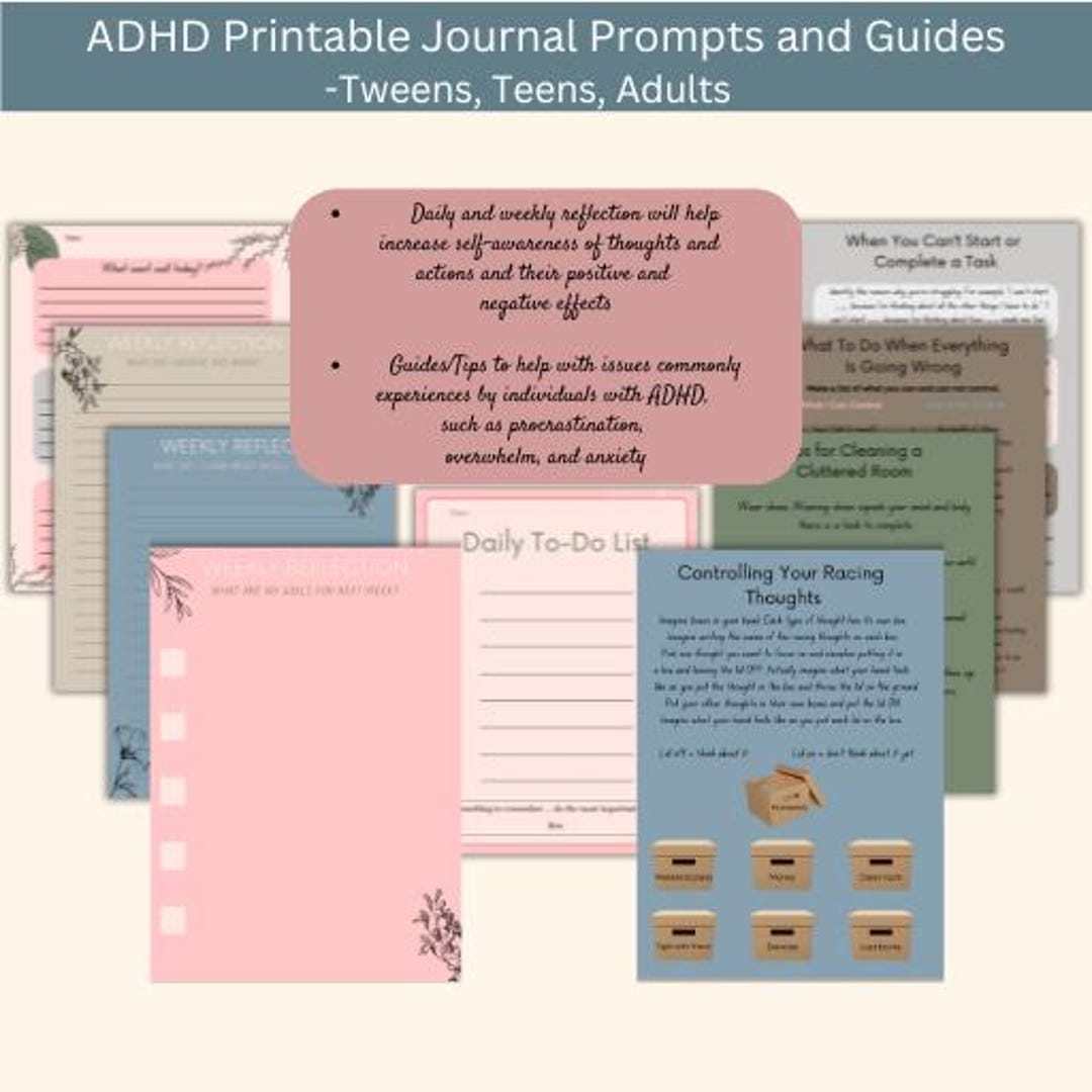 ADHD Planner Printable Worksheets Journals Guides Organization - Etsy