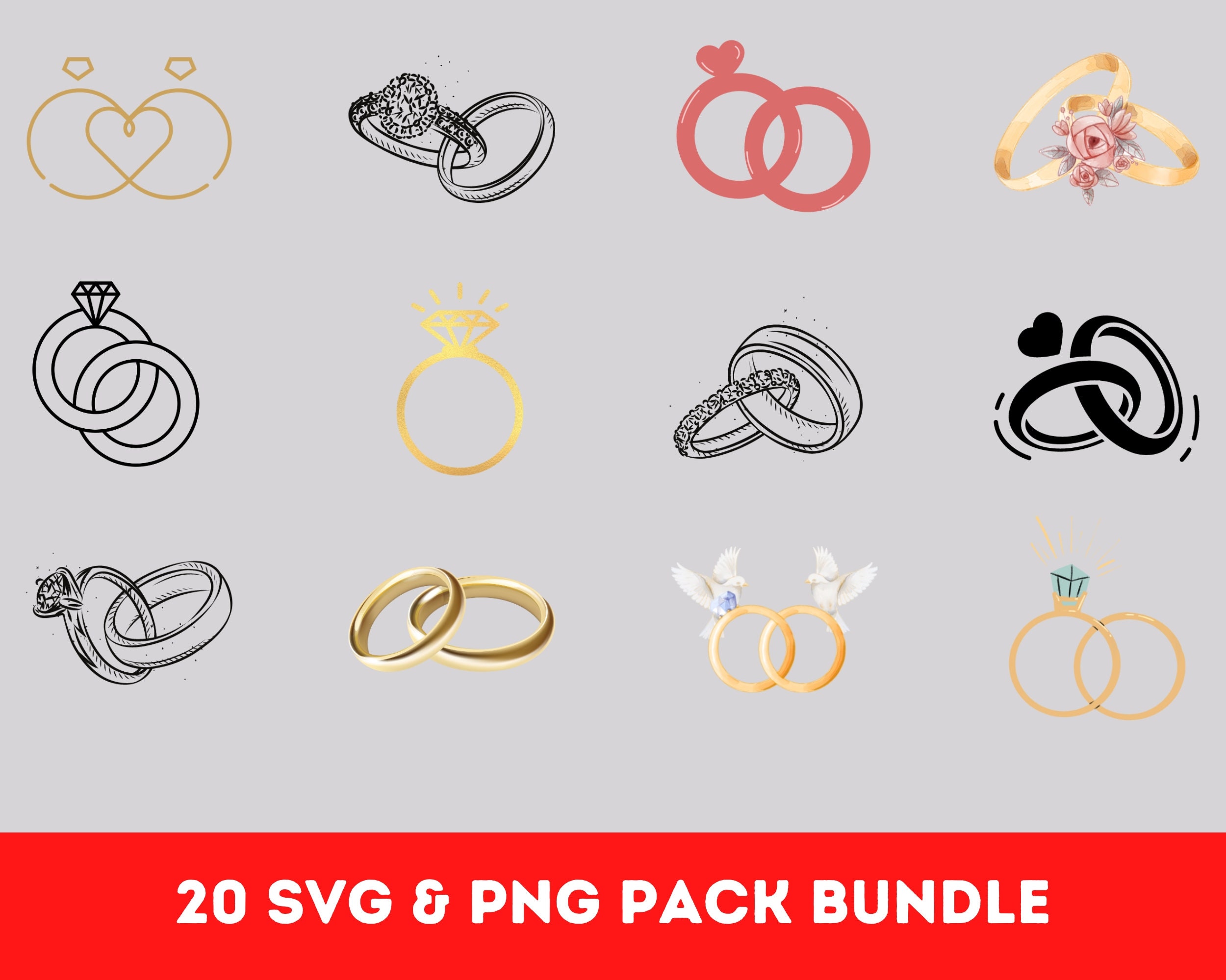 Wedding Rings SVG, Rings PNG, Instant Download - Etsy