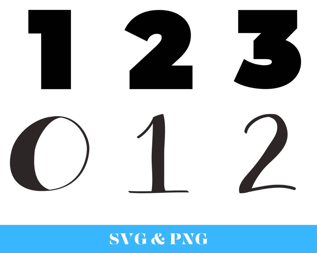 0-9 Numbers SVG, Two Type of Fonts, Printable PNG - Etsy
