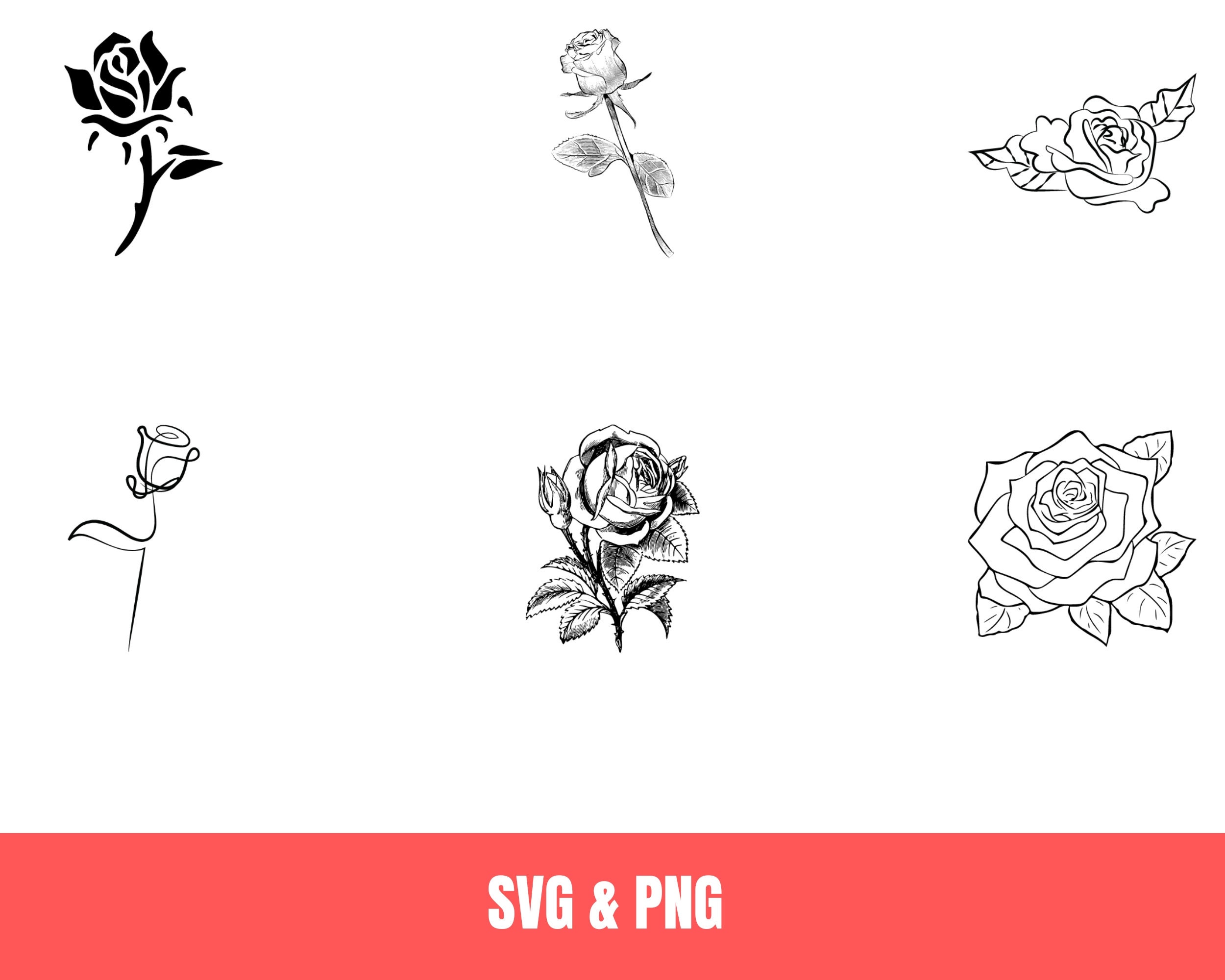 Rose SVG, PNG Printable, Digital Download - Etsy