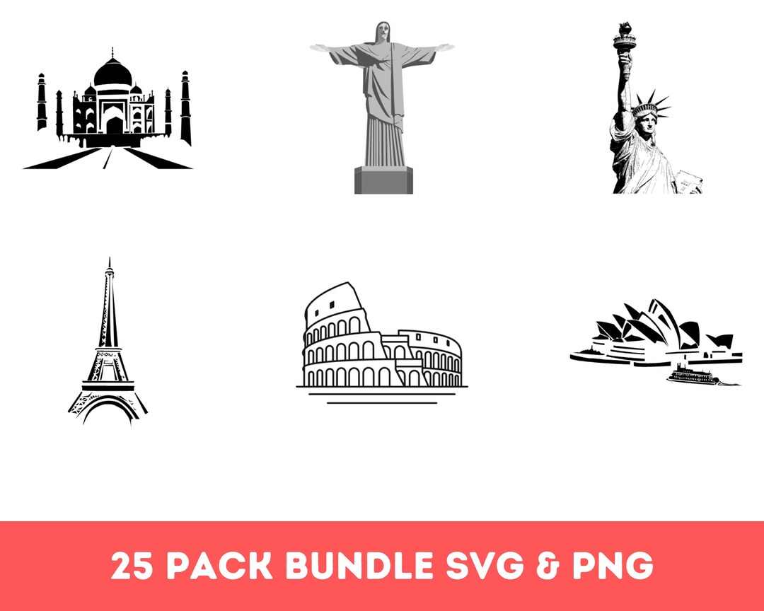 Famous Monuments SVG, Famous Landmarks PNG, Instant Download - Etsy
