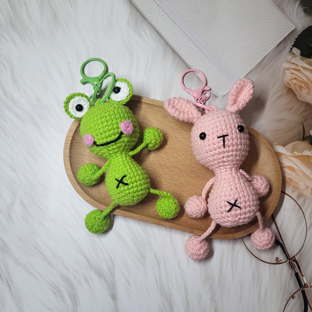 Cute Handmade Crochet Keychain, Bunny/frog Keychain, Bag Accessories ...