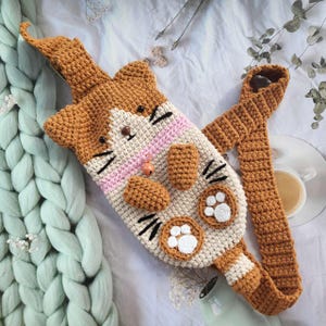 Handmade Cat Crossbody Bag – Cute Handwoven Design, Fits Phone, Perfect ...