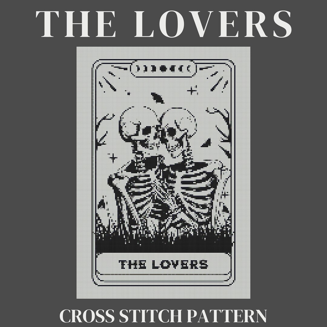 The Lovers Skeleton Tarot Card Cross Stitch Pattern PDF Digital ...