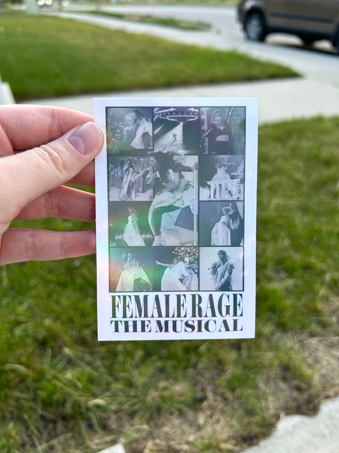 Female Rage the Musical Collage Poster Rainbow Holographic Square ...