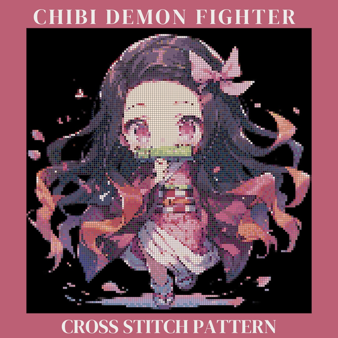 Demon Fighter Cross Stitch Pattern BUNDLE - Chibi Anime Cross Stitch ...